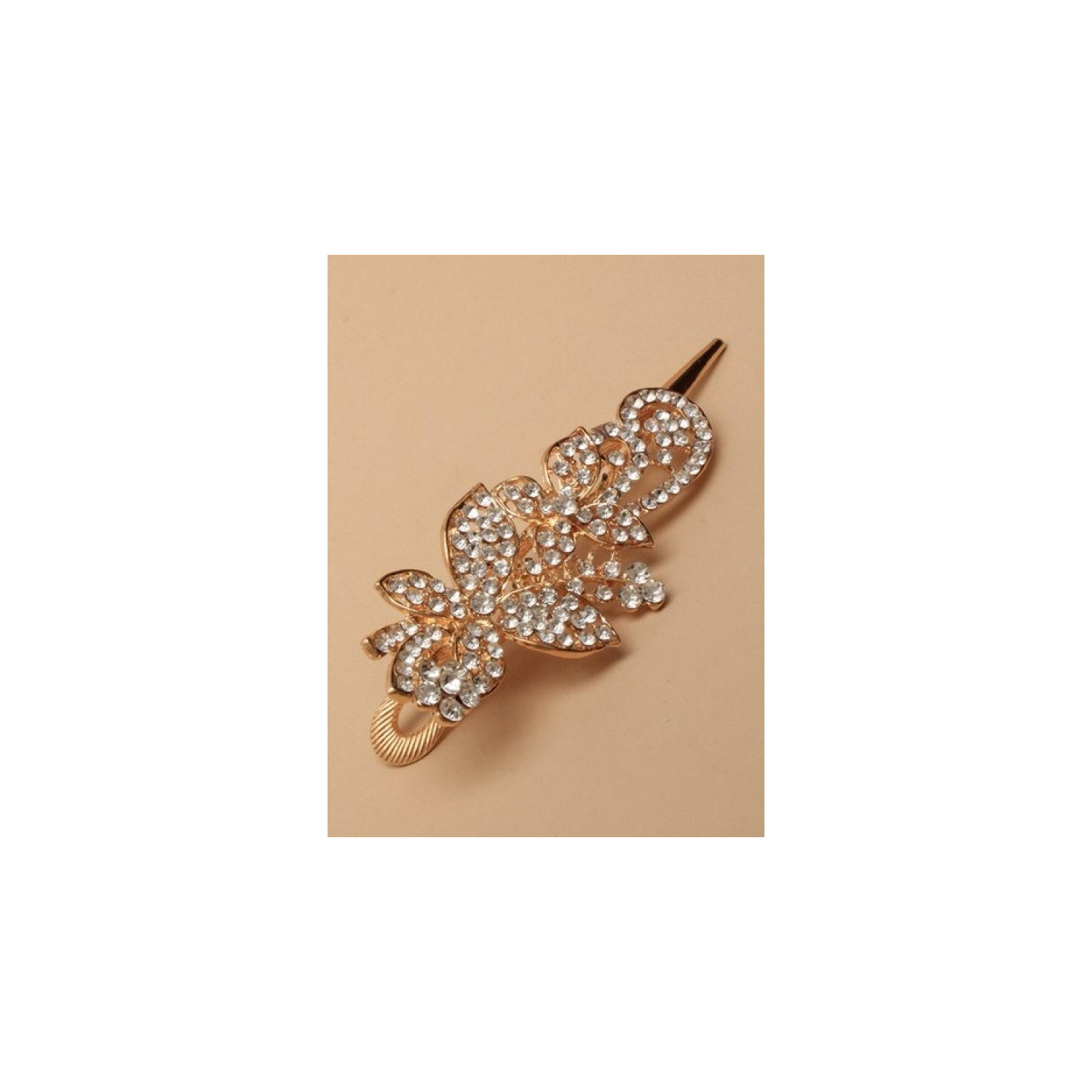 WeeOnes. HAIR CLIPS - 12CM GILT CRYSTAL FLOWER BEAK CLIP